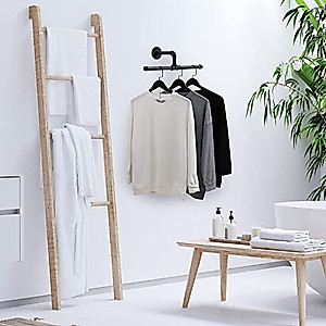 SCDGRW Wall Mounted heavy duty Industrial Pipe Clothes Rack, Vintage Iron Pipe Floating Clothing Bar, Black Iron Metal Garment Bar for Laundry Room bedroom ect