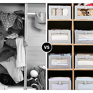 RUIBOLU Foldable Rectangle Storage Baskets for Organizing Closet Decorative Storage Bins Nursery Home Shelves Office Gift Baskets Organizational Baskets for Baby Toy, Gray, Large, 2 Pack