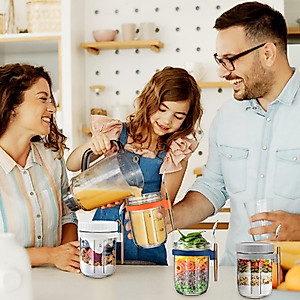 4 Set Overnight Oats Containers with Lid and Spoon Overnight Oats Jars 12oz Glass Airtight with Measurement for Cereal Yogurt Milk (Gray, Blue, White, Orange)