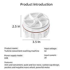 Mini Turbine Washing Machine USB Powered Travel Portable Washer Mini Laundry Machine for Underwear,Towels,Socks,Etc