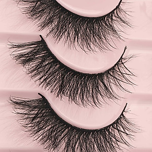 False Eyelashes Mink Lashes Natural Wispy Cat Eye Lashes Fluffy Eyelashes Pack 3D Strip Short Volume Fake Eyelashes 10 Pairs by Geeneiya