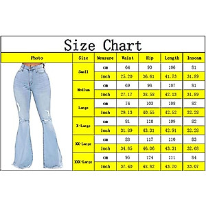 CutieLove Women's Ripped Jeans Bell Bottom Flare Jeans Mid Rise Destroyed Hem Denim Pants A-Light Blue