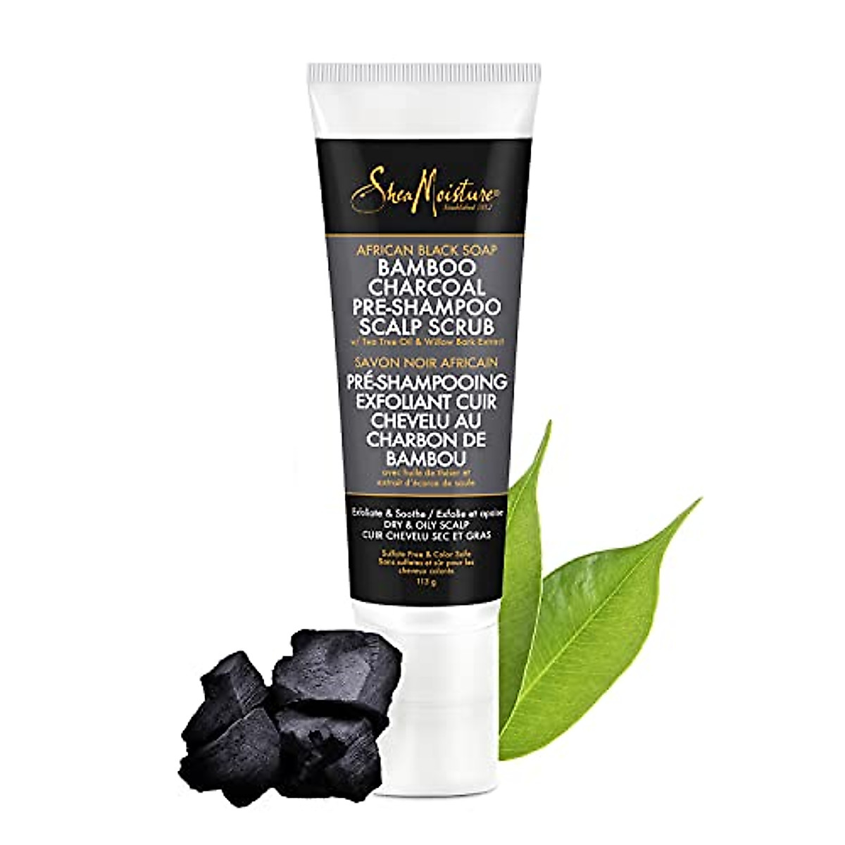 SheaMoisture African Black Soap Bamboo Charcoal Pre-Shampoo Scalp Scrub, 4 Fl Oz