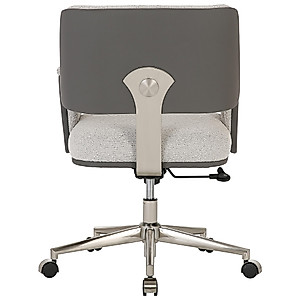 Realspace® Modern Comfort Picali Bouclé Fabric/Vegan Leather Low-Back Task Chair, White Stone/Gray/Brushed Nickel, BIFMA Compliant