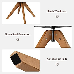 Giantex Desk Chair No Wheels, Super Easy to Install, Mid Century Computer Desk Armchair with Linen Fabric and Soft Sponge Filling, Swivel Accent Chair for Home Office, Grey