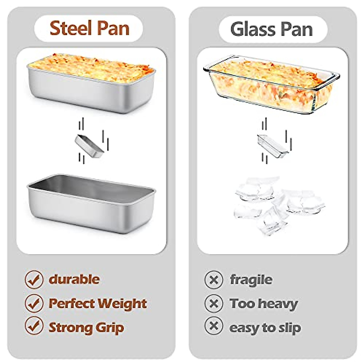 LIANYU 4 Pack Loaf Pans for Baking Bread, 9x5 Inch Bread Pan, Bread Loaf Pan for Baking, Stainless Steel Meatloaf Baking Pan, Loaf Tin Pan for Homemade Banana Bread, Dishwasher Safe
