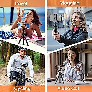 Aureday Phone Tripod, Flexible Cell Phone Tripod Stand with Wireless Remote and Phone Holder, Portable Mini Tripod for iPhone&Android Phone