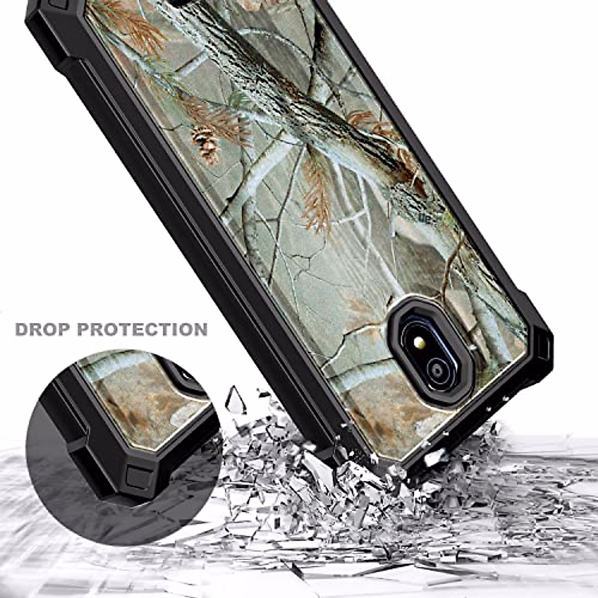 WDHD Case for Nokia C100 with Tempered Glass Screen Protector, Full-Body Protective Shockproof Rugged Bumper Cover, Impact Resist Durable Phone Case (Camo)