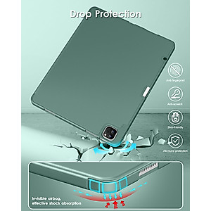 DTTO for iPad Air 13 Inch Case M3/M2 2025/2024, iPad Pro 12.9 Inch Case (6th/ 5th/ 4th/ 3rd Gen), Smart Slim Trifold Stand Soft Cover with Pencil Holder for iPad Air 13", Midnight Green