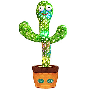 Keculf Cactus Toy - Talking, Singing Cactus Toy, Mimicking Musical Cactus with LED Light, Repeats What You Say with Songs in English for Babies Cactus Toy Mimic Gift Box Packaging