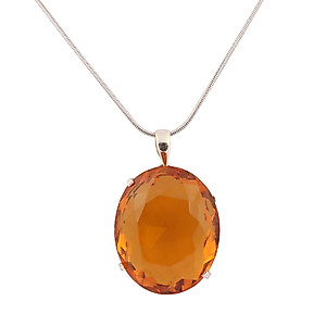 GEMHUB 105 Carat Yellow Citrine Gemstone Pendant Without Chain, 925 Sterling Silver Oval Shape Citrine Pendant Without Chain