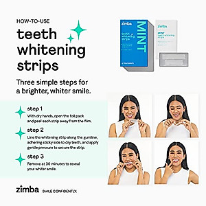 Zimba Teeth Whitening Strips for Teeth Sensitive White Strips for Teeth Whitening Hydrogen Peroxide Teeth Whitener Stain Remover 28 White Strips Included Per Pack, 2 Pack (14 Day Treatment), Coconut