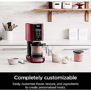 Ninja CREAMi Ice Cream Maker, 7 One-Touch Programs, with (2) Pint Containers & Lids, Compact Size, Red