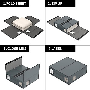 Aokeyee Bed Sheet Organizers and Storage, 2 Pack Foldable Bed Sheet Organizer for Linen Closet(Queen or King Size),Sheets Set Folder for Bedding Sheets,Duvet Covers and Pillow Cases(Grey)