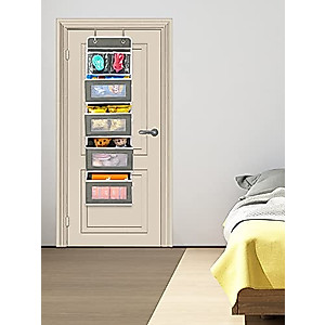JARLINK 2 Pack 5-Shelf Over Door Hanging Organizer and 2 Pack 5-Shelf Over Door Hanging Organizer, Foldable Wall Mount 4 Big Pocket Storage with PVC Clear Window