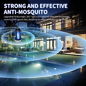 Swift Catch Bug Zapper Outdoor, Portable Mosquito Zapper 2 in 1 with LED Night Light,Waterproof Insect Zapper Electric Fly Trap,4000V Effective Mosquito Killer Ideal for Backyard,Patio,Camping,Fishing