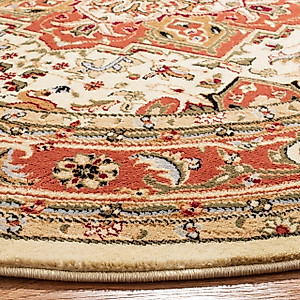 SAFAVIEH Lyndhurst Collection 12' Round Ivory / Rust LNH330R Traditional Oriental Non-Shedding Dining Room Entryway Foyer Living Room Bedroom Area Rug