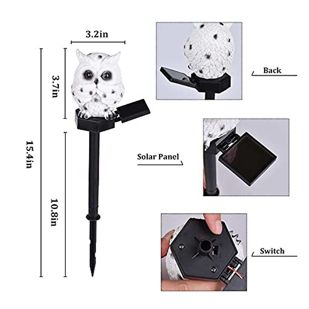 LIGHTSHINE Mini Owl Decor Outdoor Figurine Lights, IP44 Waterproof Solar Pathway Stake Lights, Solar Garden Decorations Lights, Outdoor Decorative Landscape Path Lights (3 Count)