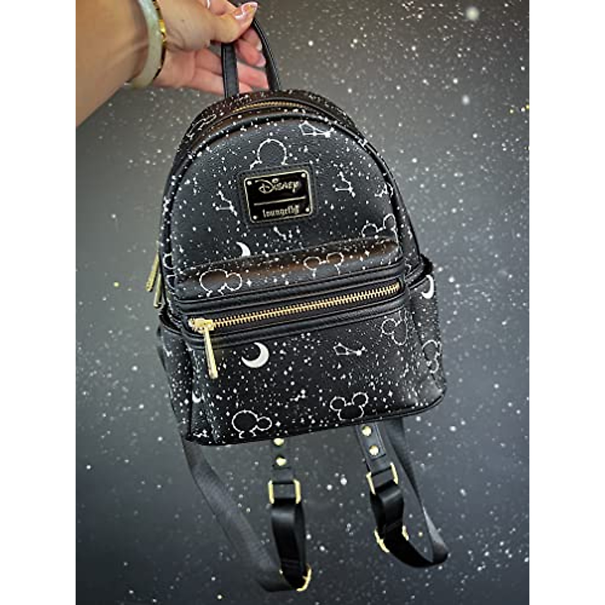Loungefly Disney Mickey Constellation All Over Print Glow in the Dark Double Strap Shoulder Bag Purse
