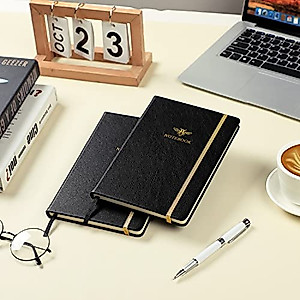 Artfan Ruled Notebook/Journal – Premium Thick Paper Faux Leather Classic Writing Notebook with Pocket + Page Dividers Gifts, Banded, Large, 180 Pages, Hard Cover, Lined (5.8 x 8.4) - Bee