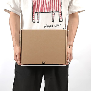 DUZCLI 12x9x4 Shipping Boxes Set of 20, Medium Kraft Corrugated Cardboard Boxes - for Small Business Supplies Packaging, Packing Boxes, Mailer Boxes and Gift Box