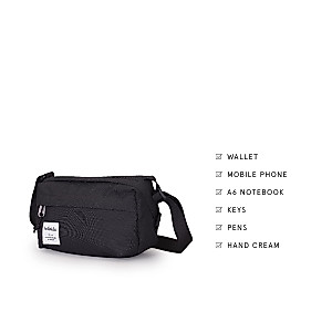 Hellolulu HOLLIS Zippered Compact Crossbody Bag, Water Resistant Lightweight For Daily Use Travel Men Women, Roomy for Wallet Purse Phone, Dark Blue