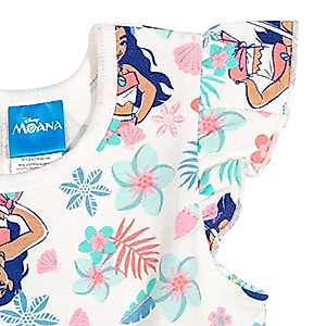 Disney Princess Moana Little Girls French Terry Sleeveless Romper White 6-6X