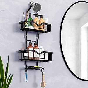 Kerisgo Shower Caddy, 3-Tier Hanging Organizer Rack (Black), Maximizes Storage for Bath Essentials