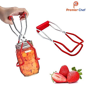 Premier Chef Canning Jar Lifter-Canning tongs- Safely remove any size canning jar from boiling water-Quality stainless steel