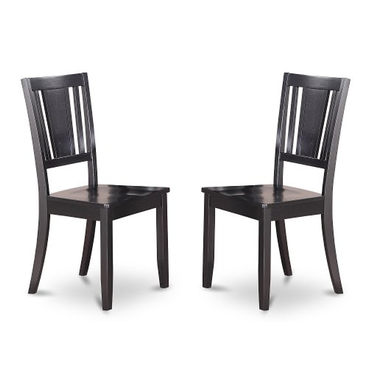 East West Furniture Dublin 3 Piece Kitchen Set for Small Spaces Contains a Round Dining Room Table with Dropleaf and 2 Solid Wood Seat Chairs, 42x42 Inch, Black