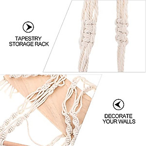 Garneck Home Decor Wall Mounted Shelves Macrame Wall Hanging Shelf Handmade Macrame Shelf Woven Hanger for Plants and Decor Hanging Bohemian Shelf Plants Decor Decoraciones para Salas De Casa