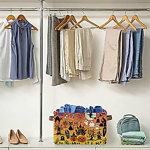 xigua Halloween Woods Spooky Tree Pumpkins Storage Bin for Toy Storage Basket Dirty Clothes Sundries Office Home Closet Organizer Shelf Cube Box Waterproof Laundry Basket