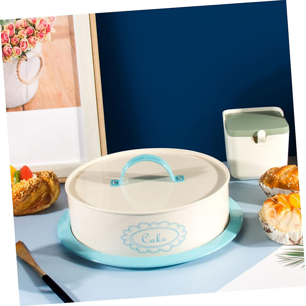 FONDOTIN 1 Set Cake Box Cake Storage Container Cupcakes Holder Cake Carrier with Handle Dessert Display Cover Round Cake Stand Cake Storage Case Bell Shaped Food Galvanized Iron Bride
