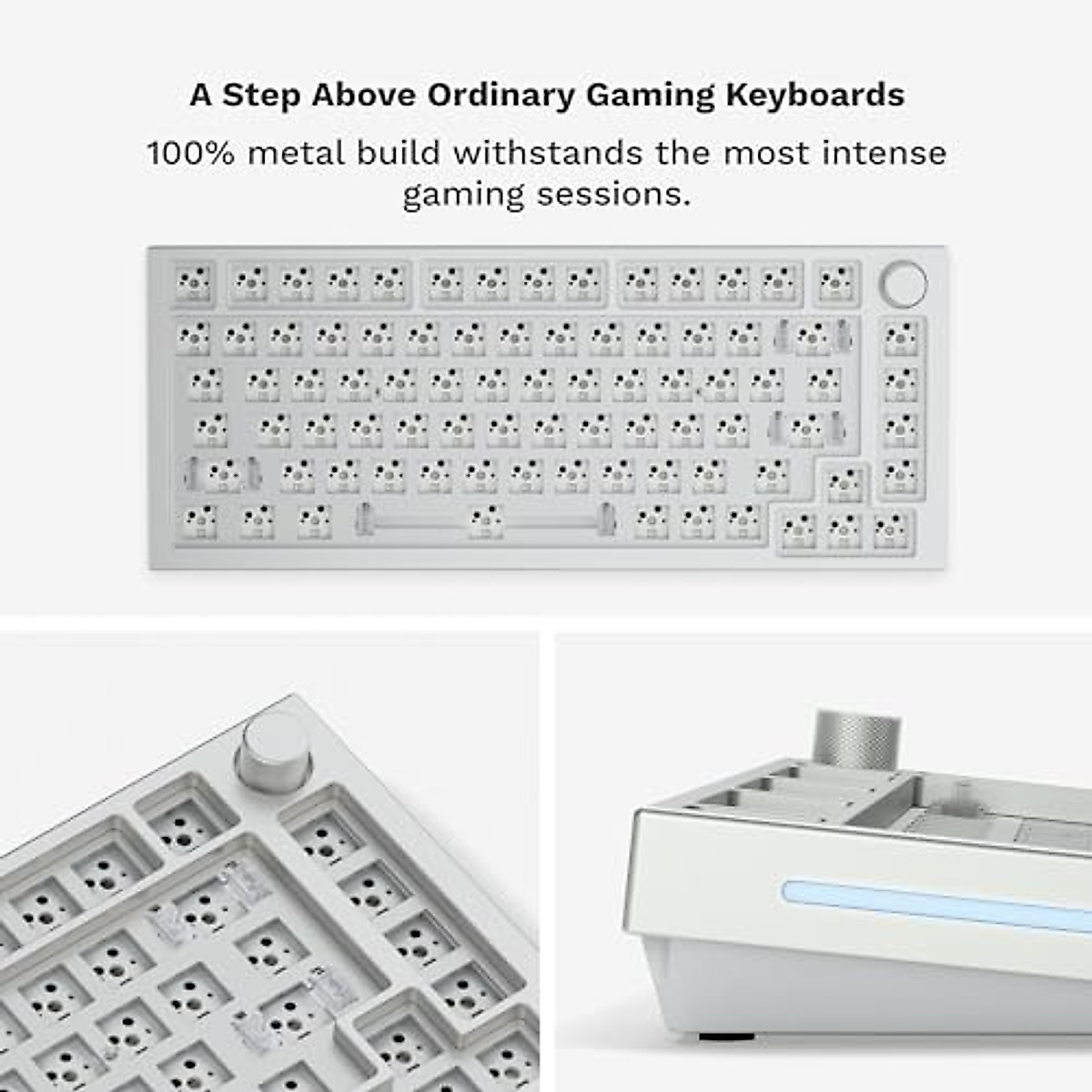 Glorious Modular Mechanical Gaming Keyboard Barebones/Pre Built/Black and White (Barebones (White))