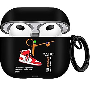 Gedicht for Airpods 3rd Generation Case Air Sports Shoes, Protective TPU Soft Cases Cover Rugged for Apple Airpod 3 Case with Keychain for Women Men，Black Red