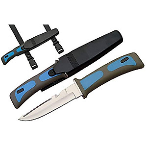 Szco Supplies 9" Blue Diver's Utility Knife with Leg Strap Sheath (210424-BL)