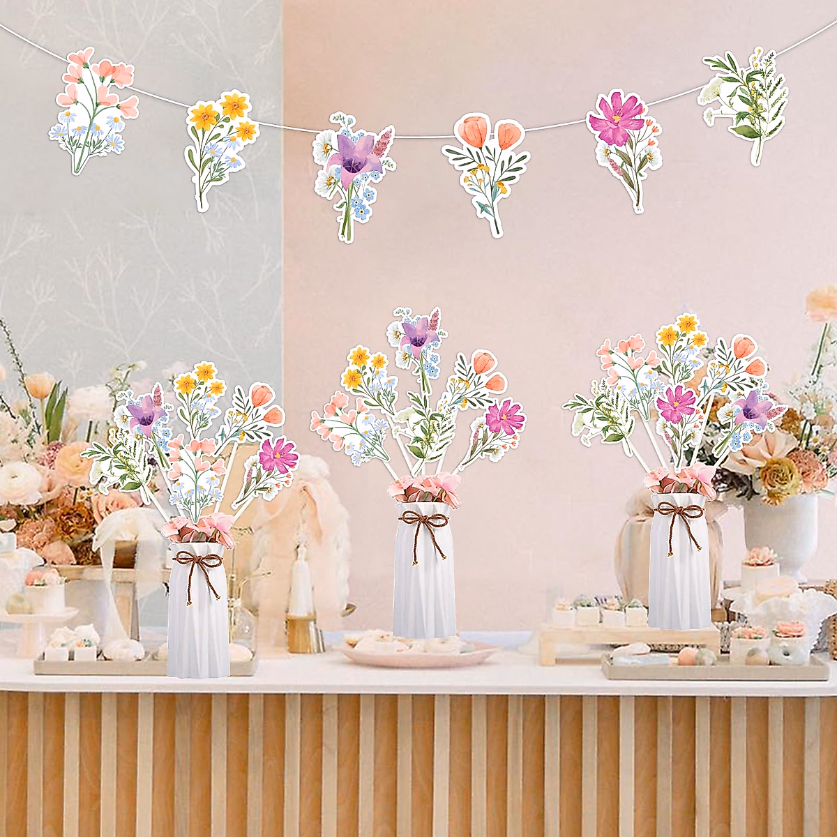 24pcs Wildflower Party Centerpieces Wildflower Baby Shower Birthday Bridal Shower Party Decorations Floral Table Centerpiece for A Little Wildflower is on the Way She is a Wildflower Party