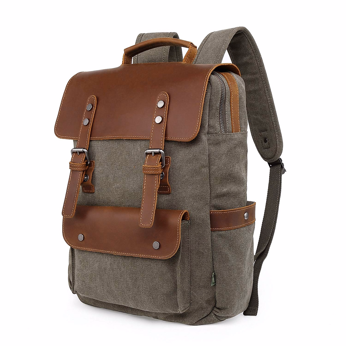 TSD Brand Valley Hill Canvas Backpack (Olive)