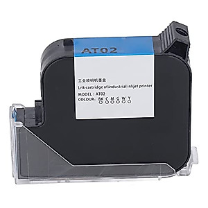 Fafeicy AT02 42ML Handheld Inkjet Printer Cartridge, Quick Dry 25.4mm Black Coding Cartridge, for Printing on Absorbent and Non Absorbent Materials