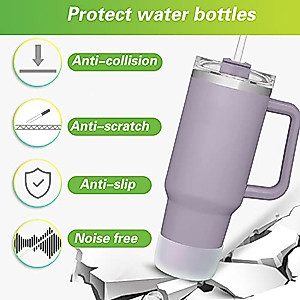 AIERSA 2Pcs Silicone Boot Sleeve for Stanley Quencher 40oz 30oz Tumbler with Handle,for IceFlow 20oz 30oz,Protective Water Bottle Cup Bottom Bumper Cover for Stanley Tumbler Accessories, Clear & Pink