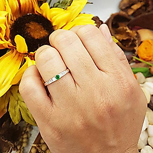 Dazzlingrock Collection 14K Round Emerald & White Diamond Ladies 3 Stone Engagement Bridal Ring, White Gold, Size 8