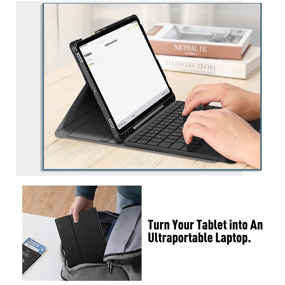 Fintie Keyboard Case for Samsung Galaxy Tab S8/Tab S7 11 inch (Model SM-X700/X706/T870/T875/T878), Slim Stand Cover with Built-in Trackpad S Pen Holder Detachable Wireless Bluetooth Keyboard, Black