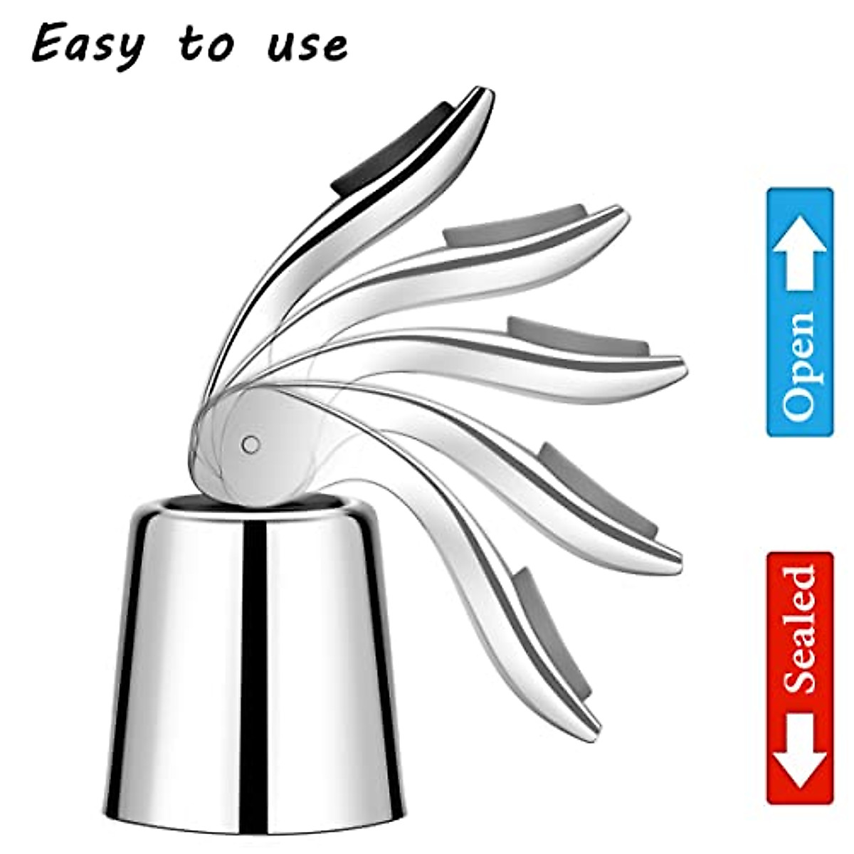 ERHIRY Wine Bottle Stopper Stainless Steel, Wine Bottle Plug with Silicone, Expanding Beverage Bottle Stopper, Reusable Wine Saver, Bottle Sealer Keeps Wine Fresh, Best Gift Accessories (2 PACK)