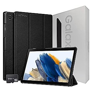 SAMSUNG 2022 Galaxy Tab A8 10.5” Inch 32 GB Wi-Fi Android 11 Touchscreen International Tablet Bundle – MDTec Hard Back Tri-Fold Stand Cover Case and 64GB microSD Card [Gray]