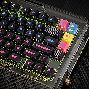 Keycaps PBT Keycap 117 Key Set for Mechanical Keyboards Multiple Color Styles English (US) Layout (Multicolor-Black)