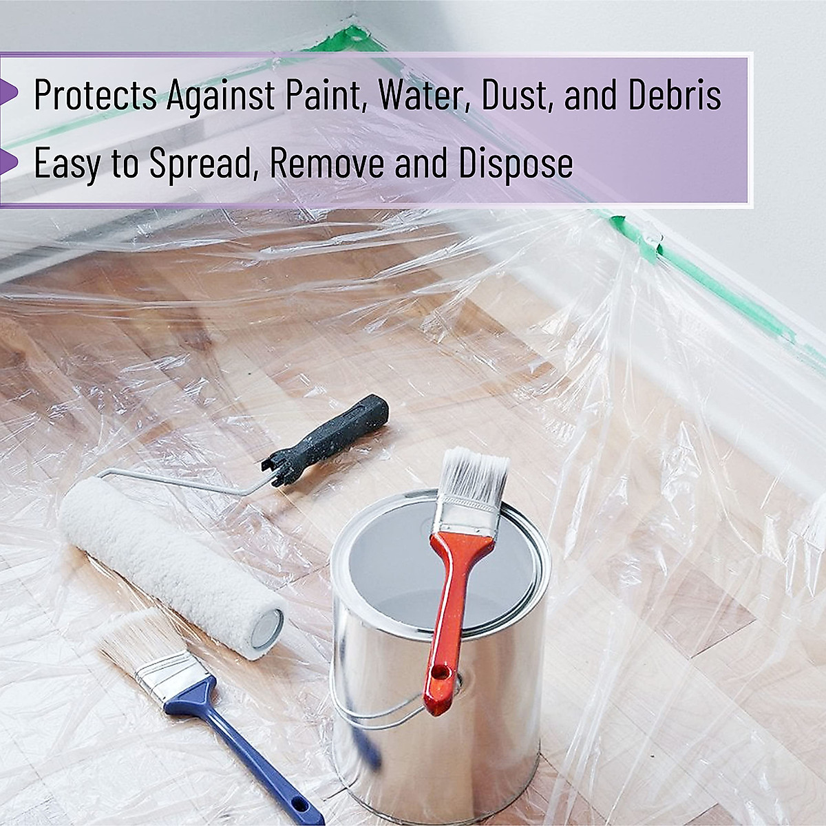 Bates- Plastic Drop Cloth, Drop Cloth 9x12, Plastic Cover, Clear Plastic Tarp, Plastic Tarp for Painting, Plastic Sheeting for Painting, Plastic Drop Cloths for Painting, Paint Plastic Drop Cloth