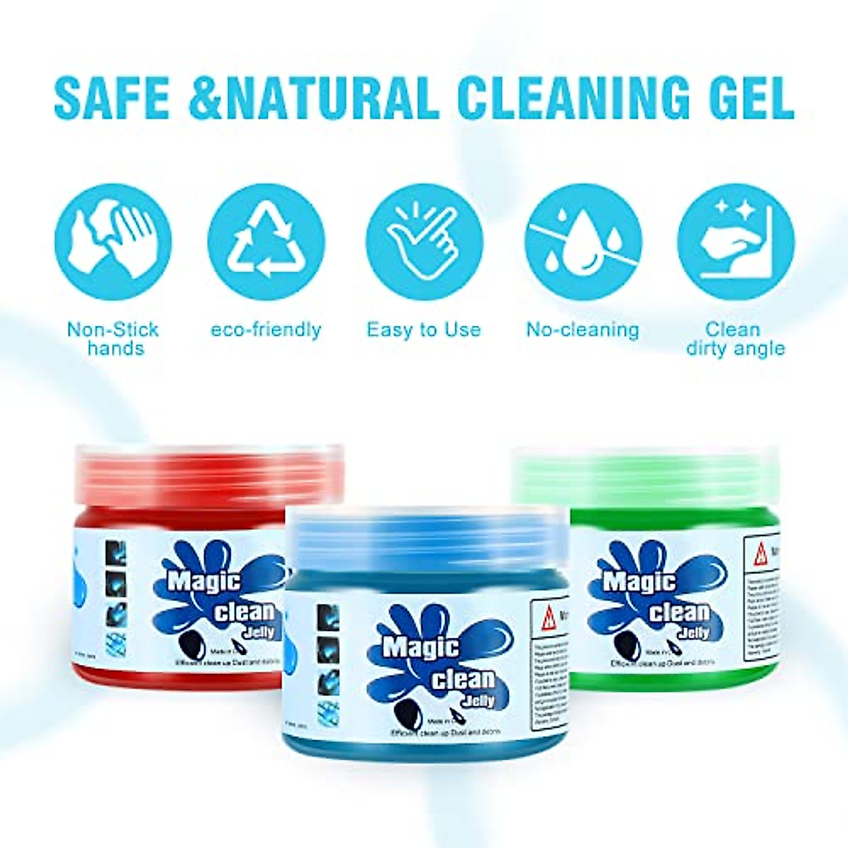 DNA MOTORING TOOLS-00149 Car (3 Pack) Cleaning Jelly Auto Detailing Tool Universal Clean Gel Auto Vent Air Interior Home & Office Electronics Keyboard Cleaner (3 Units),Blue+Red+Green