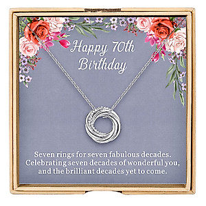 BalaBelle Birthday Gifts for Women, 30th 40th 50th 60th 70th 80th 90th Birthday Gifts for Women Friends, Happy Birthday Necklace 925 Sterling Silver Circle Necklace, Birthday Jewelry for Women (70th)