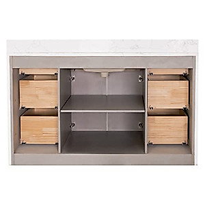 Kitchen Bath Collection Palisade 60-inch Single Bathroom Vanity (Engineered Marble/Gray Oak): Includes Gray Oak Cabinet with Engineered Marble Waterfall Countertop and White Ceramic Sink