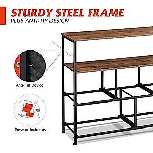 WLIVE Dresser TV Stand, Entertainment Center with Fabric Drawers, Media Console Table with Open Shelves for TV up to 45 inch, Storage Drawer Unit for Bedroom, Living Room, Entryway, Rustic Brown